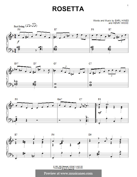 Rosetta by H. Woode, E. Hines - sheet music on MusicaNeo