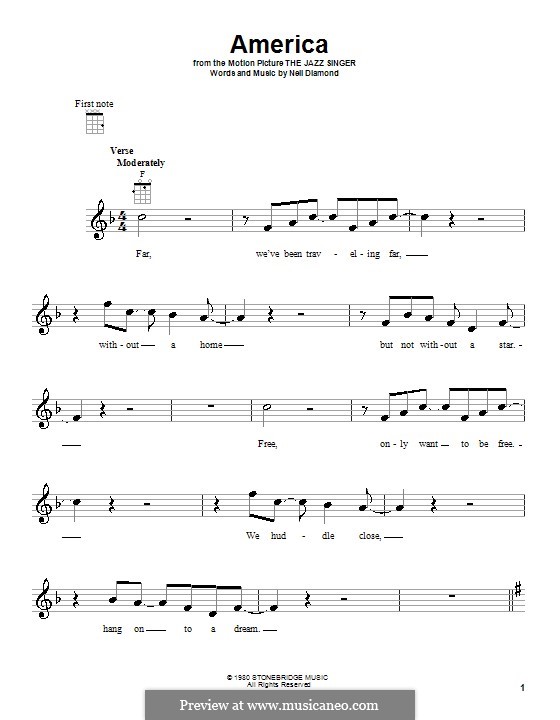 America by N. Diamond - sheet music on MusicaNeo