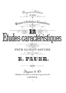 Twelve Etudes for the Left Hand Alone, Op.73 by E. Pauer on MusicaNeo