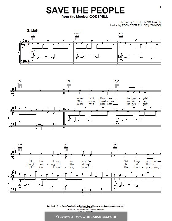 Save the People by S. Schwartz - sheet music on MusicaNeo