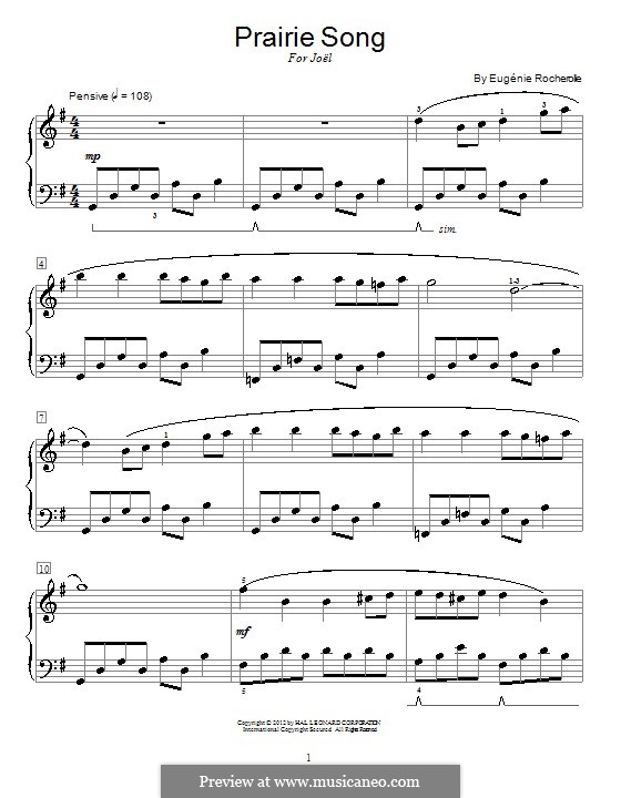 Prairie Song by E. Rocherolle - sheet music on MusicaNeo