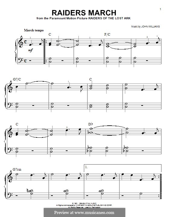 Raiders March (from Raiders of the Lost Ark) by J. Williams on MusicaNeo
