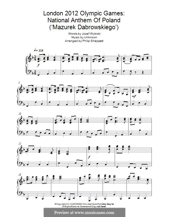 National Anthem of Poland (Mazurek Dabrowskiego) by M.K. Oginski on ...