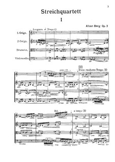 String Quartet, Op.3 by A. Berg - sheet music on MusicaNeo