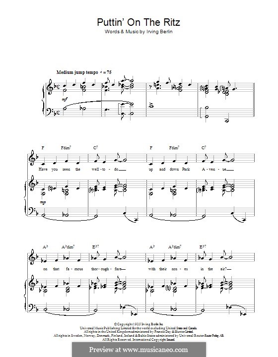 Puttin' on the Ritz by I. Berlin - sheet music on MusicaNeo
