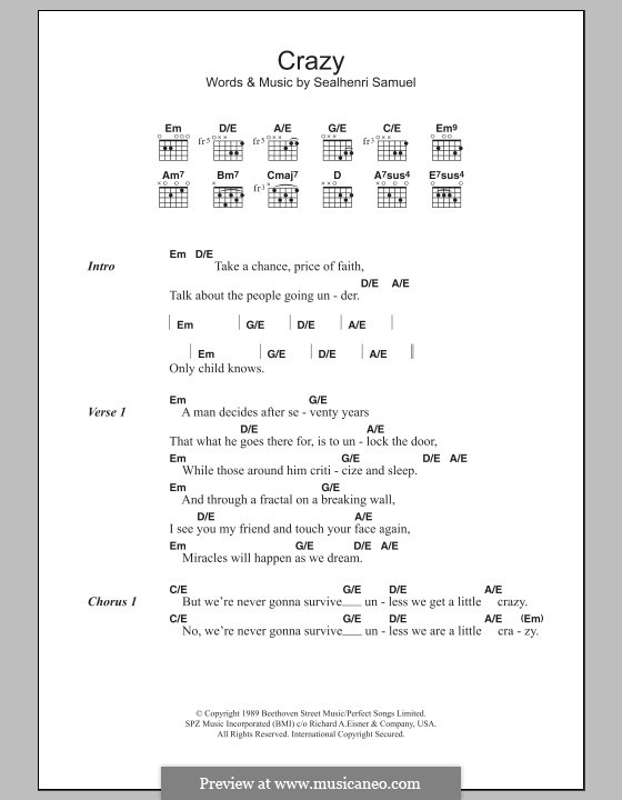 Crazy by Seal - sheet music on MusicaNeo