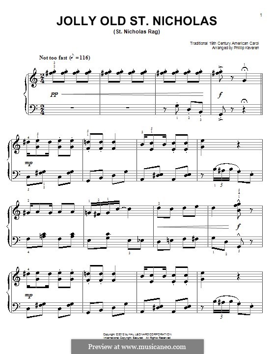 Jolly Old St. Nicholas by folklore - sheet music on MusicaNeo
