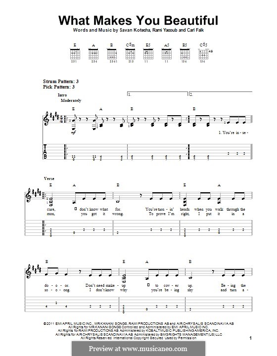 What Makes You Beautiful (One Direction) by C. Falk, S. Kotecha on ...