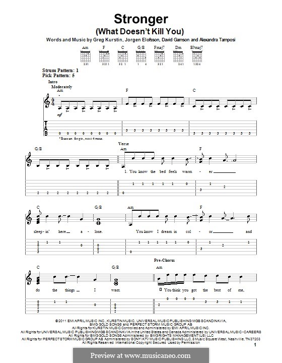 Stronger (What Doesn't Kill You) by D. Gamson, G. Kurstin, J.K ...