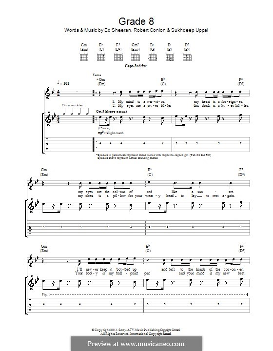 Grade 8 by E. Sheeran, R. Conlon, S. Uppal - sheet music on MusicaNeo