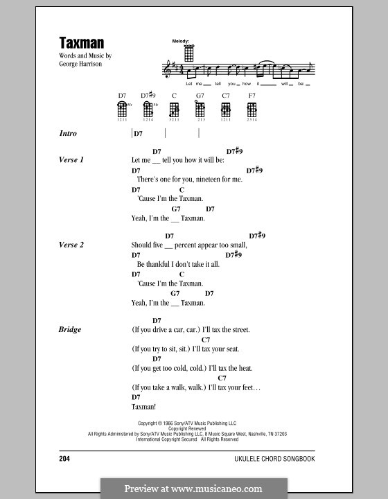 Taxman (The Beatles) by G. Harrison - sheet music on MusicaNeo