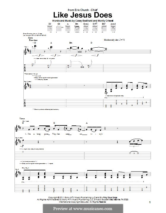 Like Jesus Does (Eric Church) by C. Beathard, M. Criswell on MusicaNeo