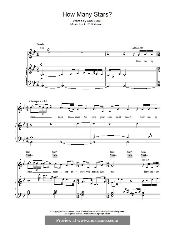How Many Stars? by A. Rahman - sheet music on MusicaNeo