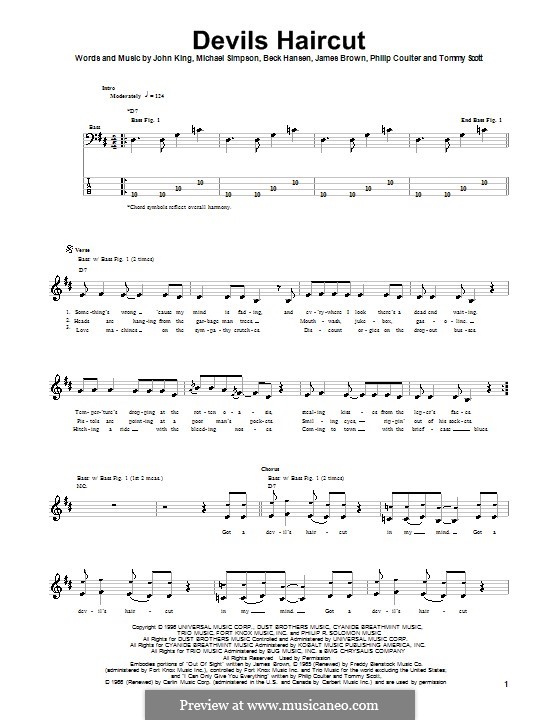 Devils Haircut (Beck) by B. Hansen, J. King, M. Simpson on MusicaNeo