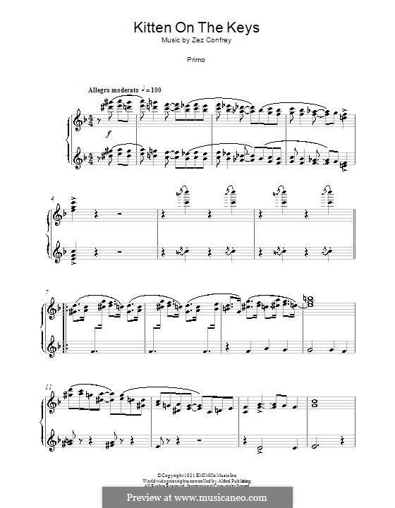 Kitten on the Keys by Z. Confrey - sheet music on MusicaNeo