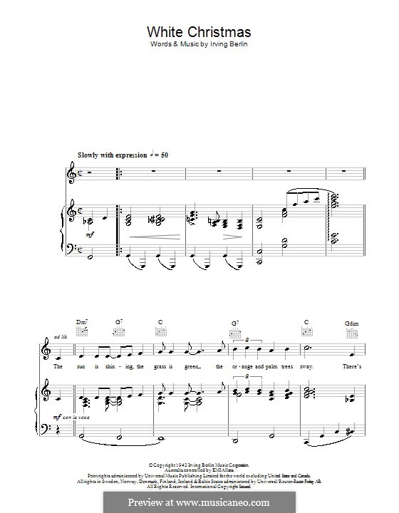 Vocal version (White Christmas) by I. Berlin - sheet music on MusicaNeo