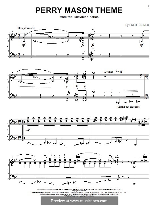 Perry Mason Theme by F. Steiner - sheet music on MusicaNeo