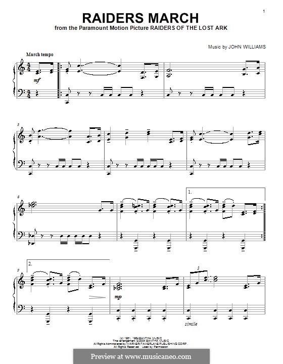 Raiders March (from Raiders of the Lost Ark) by J. Williams on MusicaNeo