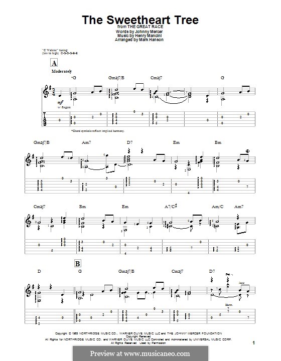 The Sweetheart Tree by H. Mancini - sheet music on MusicaNeo
