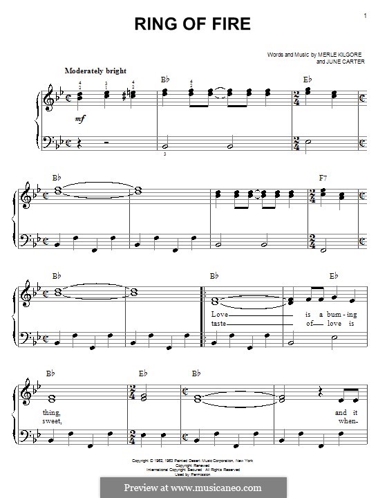 Ring of Fire by J. Carter, M. Kilgore - sheet music on MusicaNeo