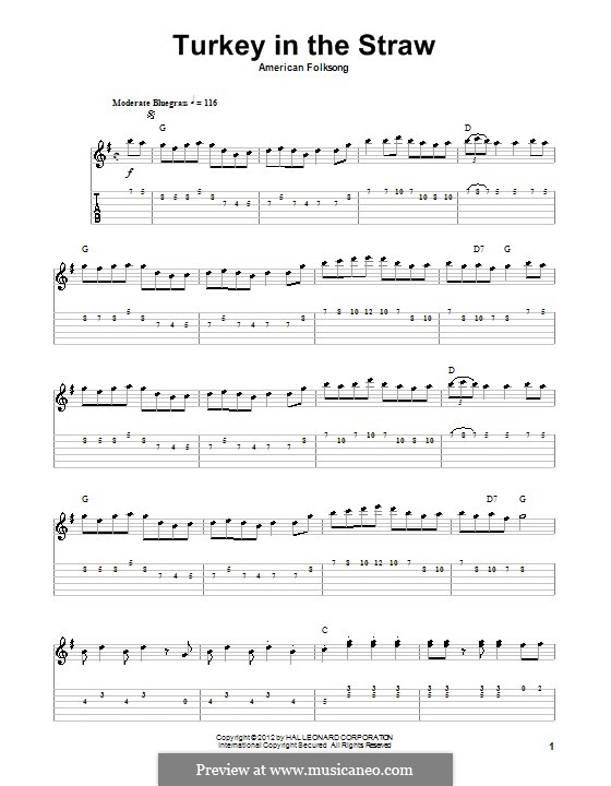 Turkey in the Straw by folklore - sheet music on MusicaNeo
