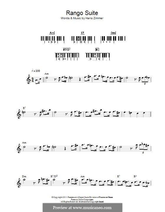 Rango Score by H. Zimmer - sheet music on MusicaNeo