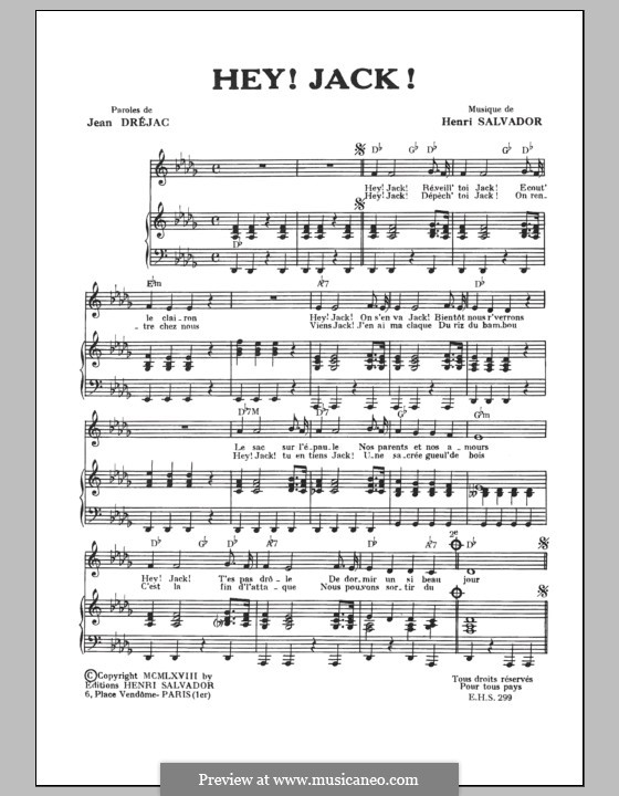 Hey! Jack! by J. Drejac - sheet music on MusicaNeo