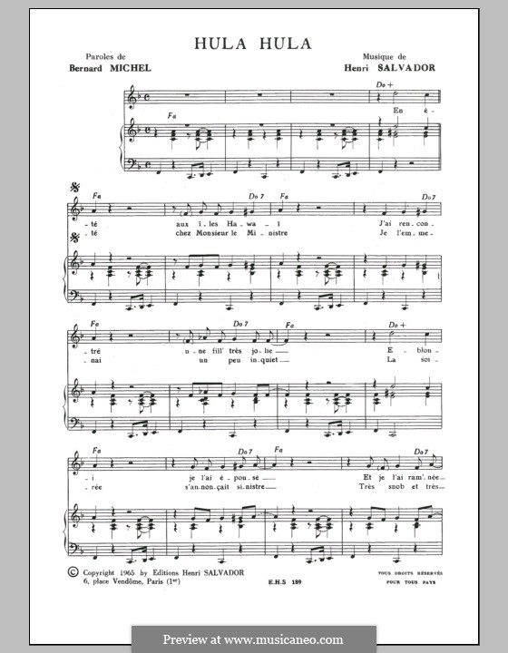 Hula Hula by H. Salvador - sheet music on MusicaNeo
