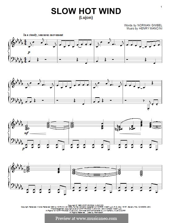 Slow Hot Wind (Lujon) by H. Mancini - sheet music on MusicaNeo
