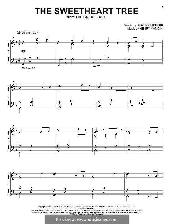 The Sweetheart Tree by H. Mancini - sheet music on MusicaNeo