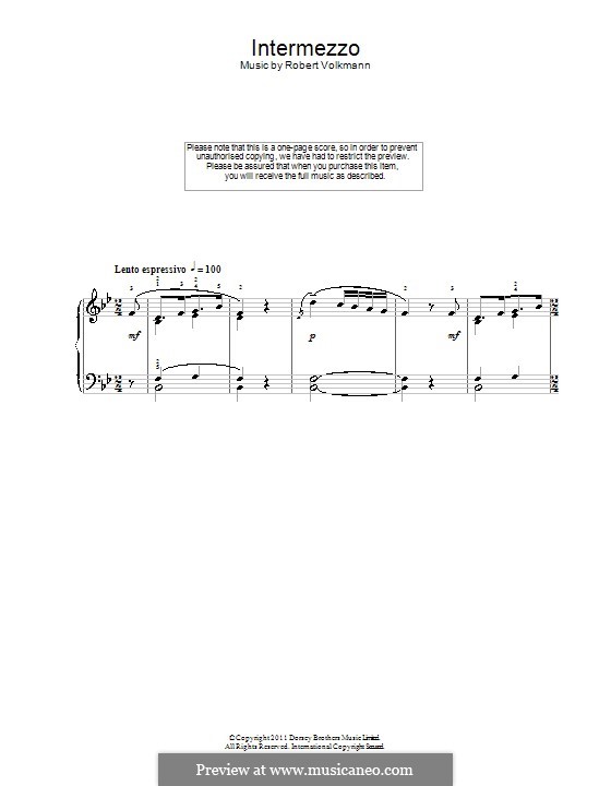 Intermezzo by R. Volkmann - sheet music on MusicaNeo