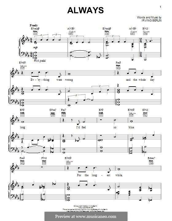 Always by I. Berlin - sheet music on MusicaNeo