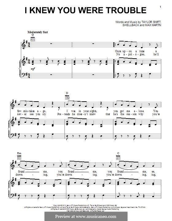 I Knew You Were Trouble (Taylor Swift) by Shellback, Max Martin on ...