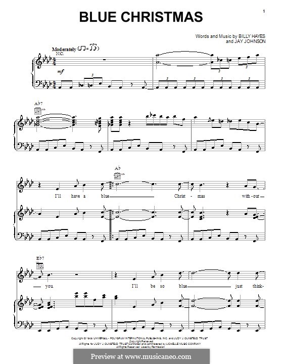 Vocal version (Blue Christmas) by B. Hayes, J. Johnson on MusicaNeo