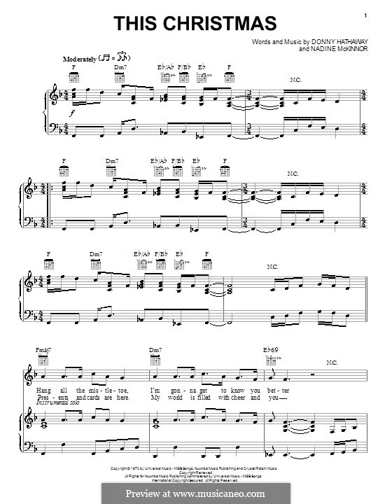 This Christmas by D. Hathaway, N. McKinnor - sheet music on MusicaNeo