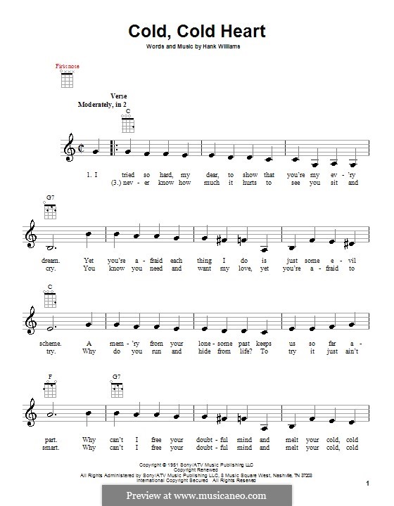 Cold, Cold Heart by H. Williams - sheet music on MusicaNeo