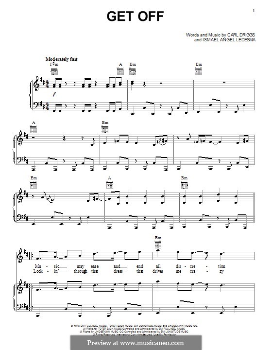 Get Off (Foxy) by C. Driggs, I.A. Ledesma - sheet music on MusicaNeo