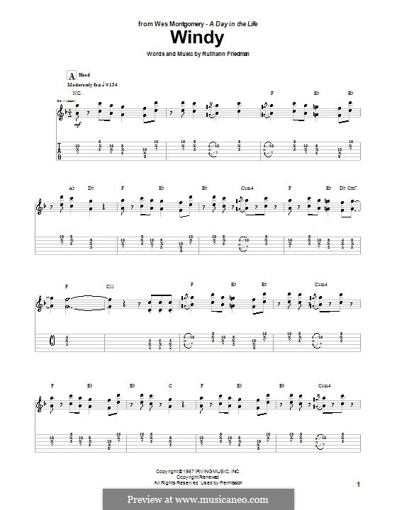 Windy (The Association) by R. Friedman - sheet music on MusicaNeo