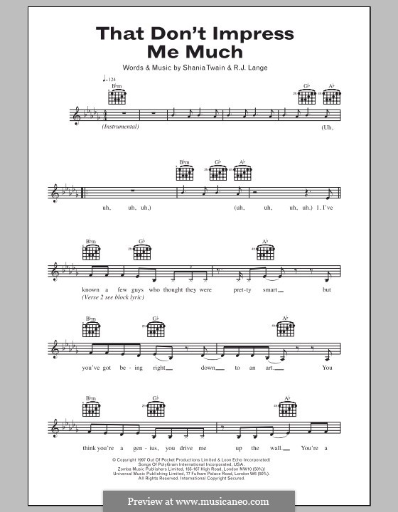 That Don't Impress Me Much by R.J. Lange, S. Twain on MusicaNeo