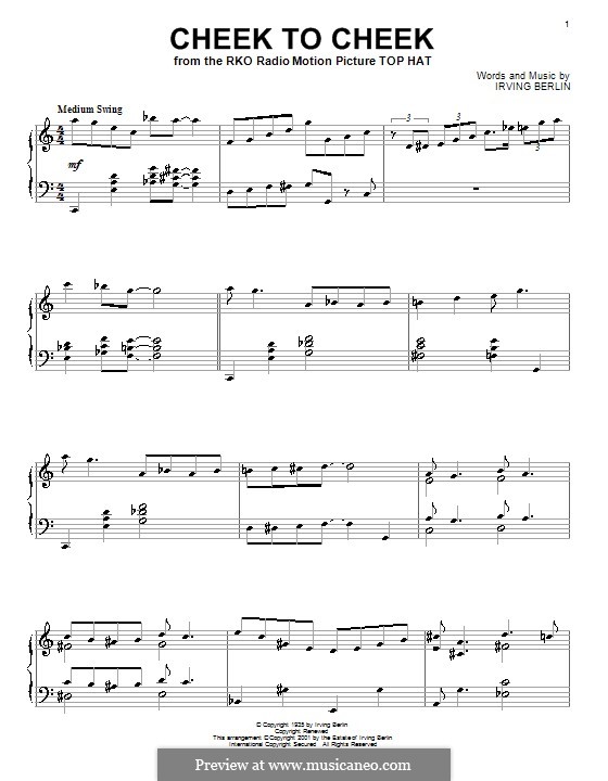 Cheek to Cheek by I. Berlin - sheet music on MusicaNeo
