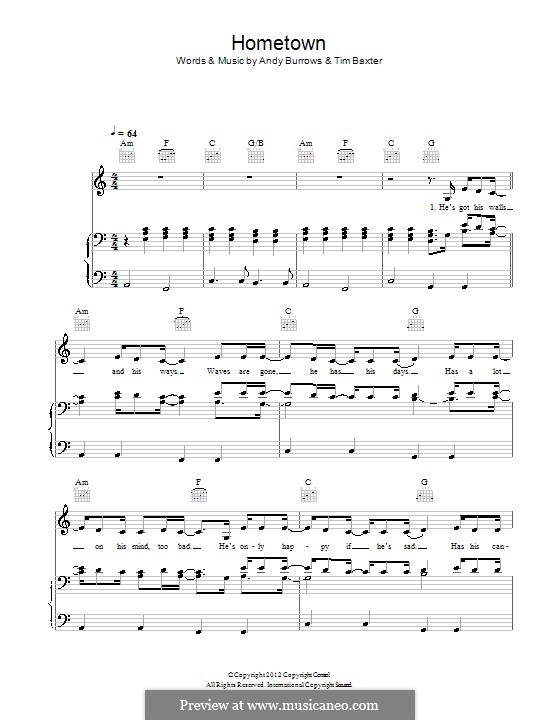 Hometown by A. Burrows, T. Baxter - sheet music on MusicaNeo