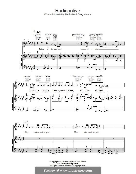 Radioactive (Rita Ora) by G. Kurstin, S. Furler - sheet music on MusicaNeo