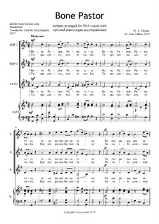 Bone Pastor SSA voices with Organ by W.A. Mozart - sheet music on MusicaNeo