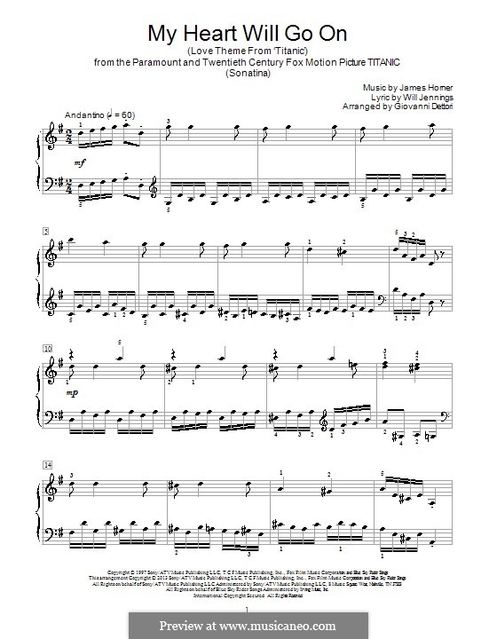 Piano version (My Heart Will Go On (Love Theme from Titanic)) by J ...
