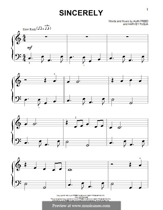Sincerely by A. Freed, H. Fuqua - sheet music on MusicaNeo