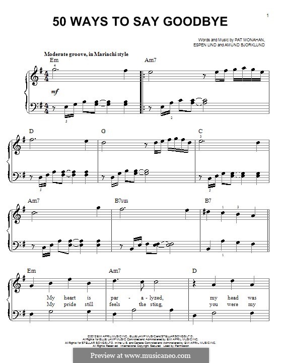 50 Ways To Say Goodbye (Train) by A. Bjorklund, E. Lind, P. Monahan on ...