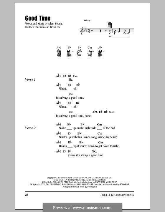 Good Time (Owl City) by A. Young, B. Lee, M. Thiessen on MusicaNeo
