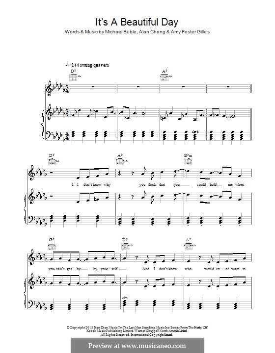 It's a Beautiful Day by A. Chang, M. Bublé - sheet music on MusicaNeo