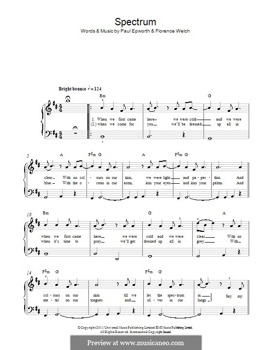 Spectrum (Florence and The Machine) by F. Welch, P. Epworth on MusicaNeo
