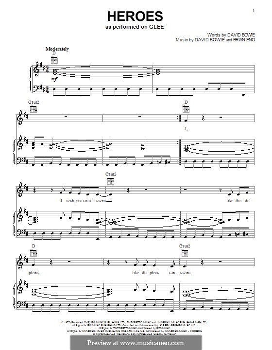 Heroes by B. Eno, D. Bowie - sheet music on MusicaNeo